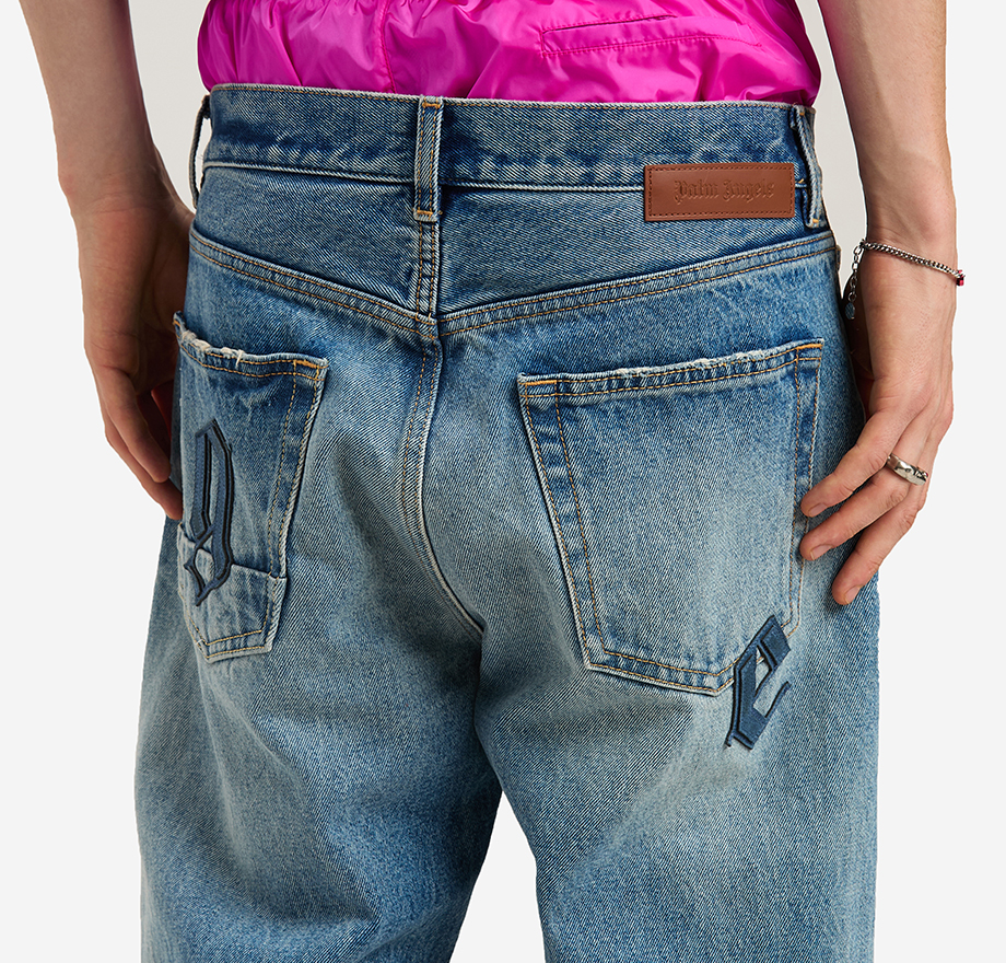 팜엔젤스 LW 로고 패치 스트레이트 5 포켓 라이트 블루 | PALM ANGELS | KREAM