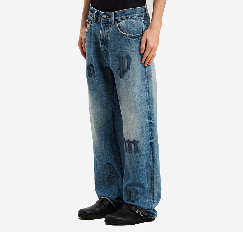 팜엔젤스 LW 로고 패치 스트레이트 5 포켓 라이트 블루 | PALM ANGELS | KREAM