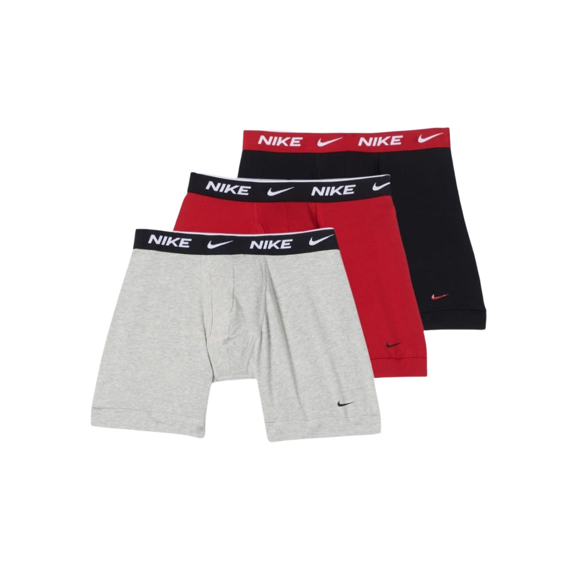 나이키 에브리데이 스트레치 코튼 플라이 박서 브리프 그레이 레드 블랙 (3개입) | Nike | KREAM