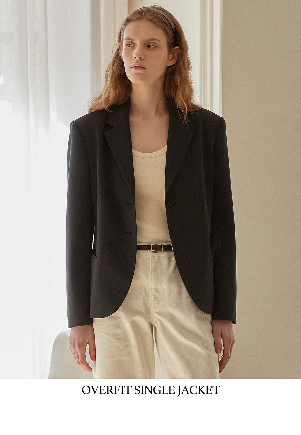 비뮤즈맨션 오버핏 싱글 자켓 네이비 | BEMUSE MANSION | KREAM