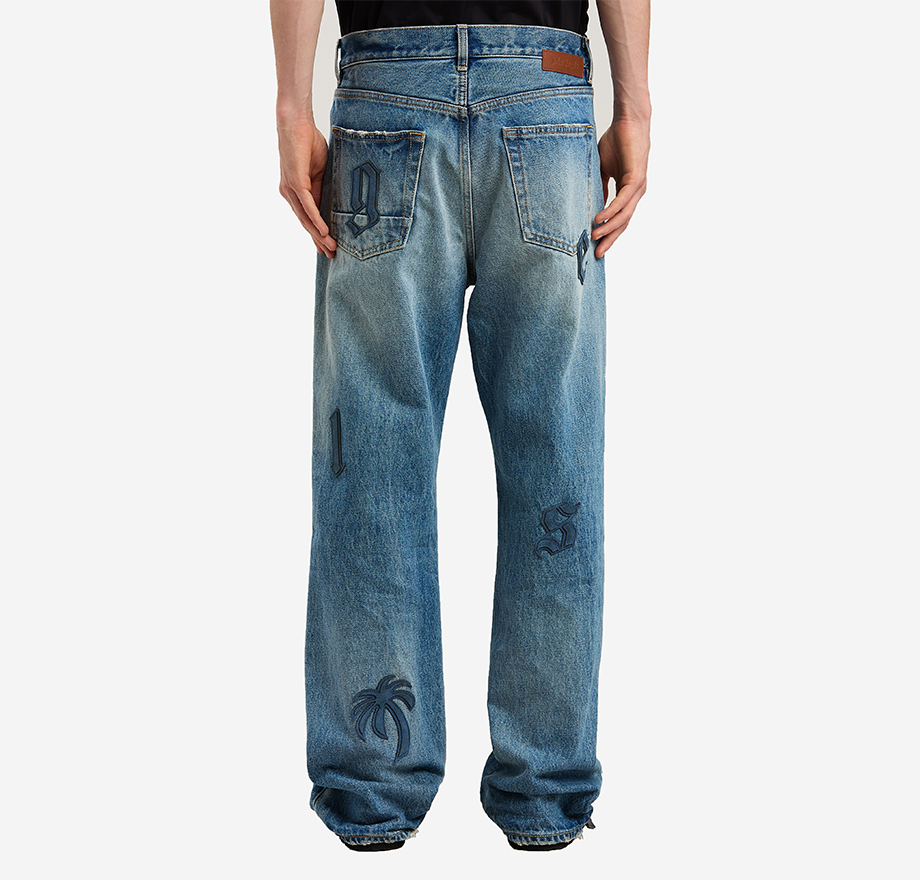 팜엔젤스 LW 로고 패치 스트레이트 5 포켓 라이트 블루 | PALM ANGELS | KREAM