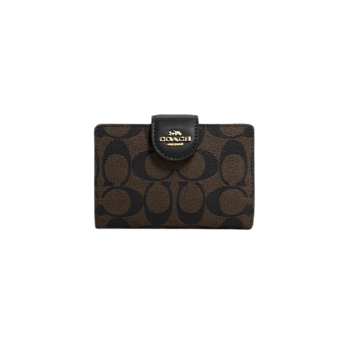 코치 시그니처 캔버스 미디움 코너 집 월렛 브라운 블랙 | Coach | KREAM