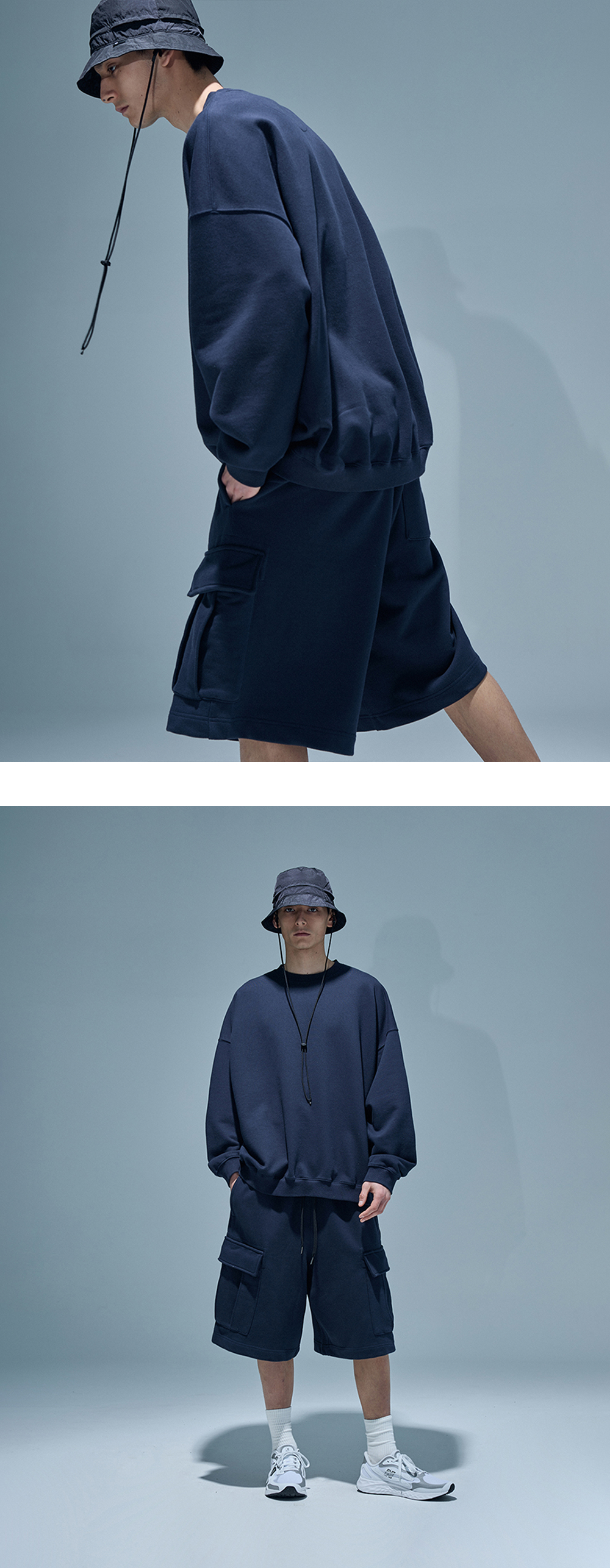 모이프 오버밀 스웻 쇼츠 네이비 | moif | KREAM