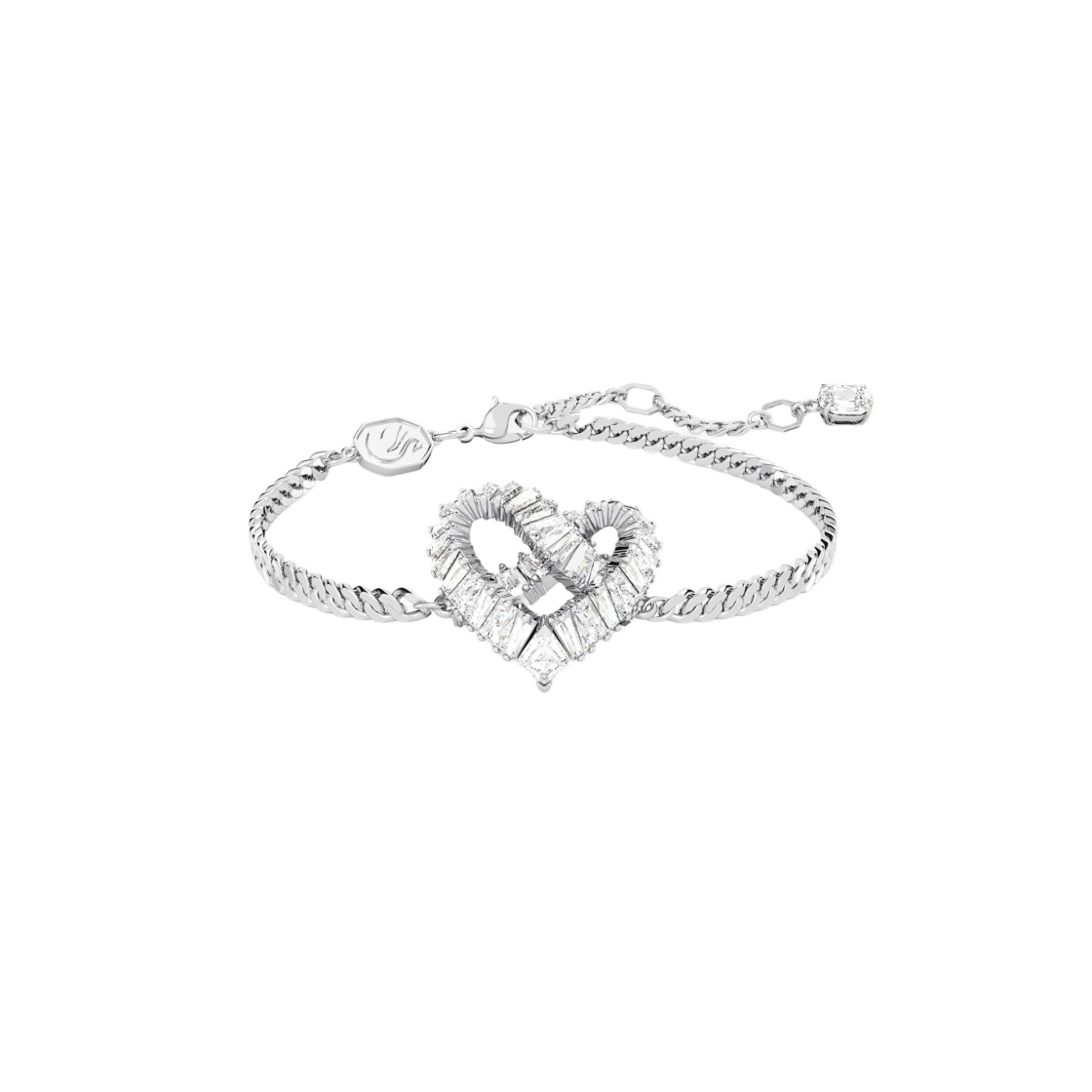 (W) 스와로브스키 메트릭스 브레이슬릿 하트 화이트 로듐 플래팅 | Swarovski | KREAM