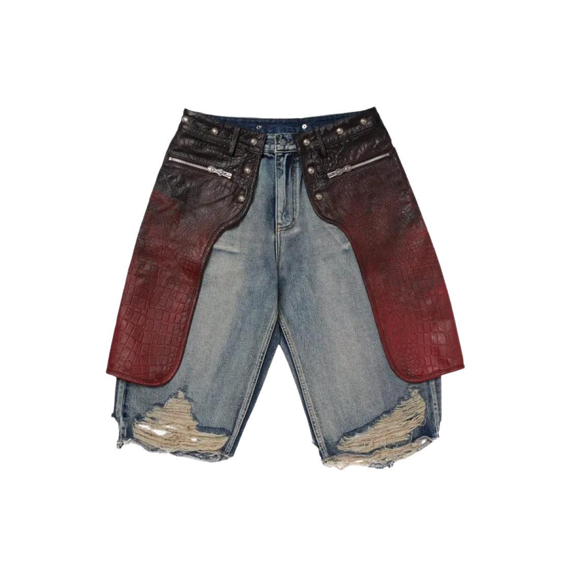 떠그 클럽 x 휠라 레더 데님 믹스 숏 팬츠 머스타드 | Thug Club | KREAM