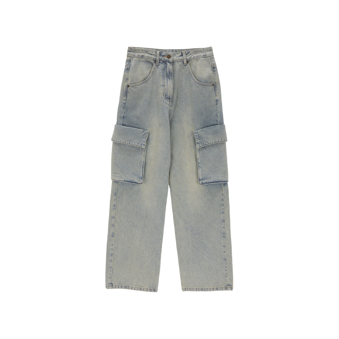 (W) 마뗑킴 빅 포켓 빈티지 카고 데님 팬츠 스카이 | Matin Kim | KREAM