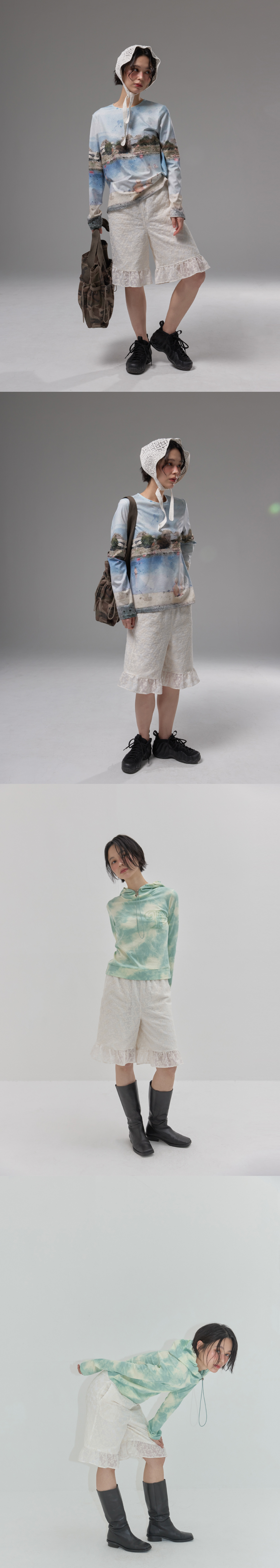 피브스피브스 엠브로이더드 미디 팬츠 아이보리 | PEEVES PEEVES | KREAM