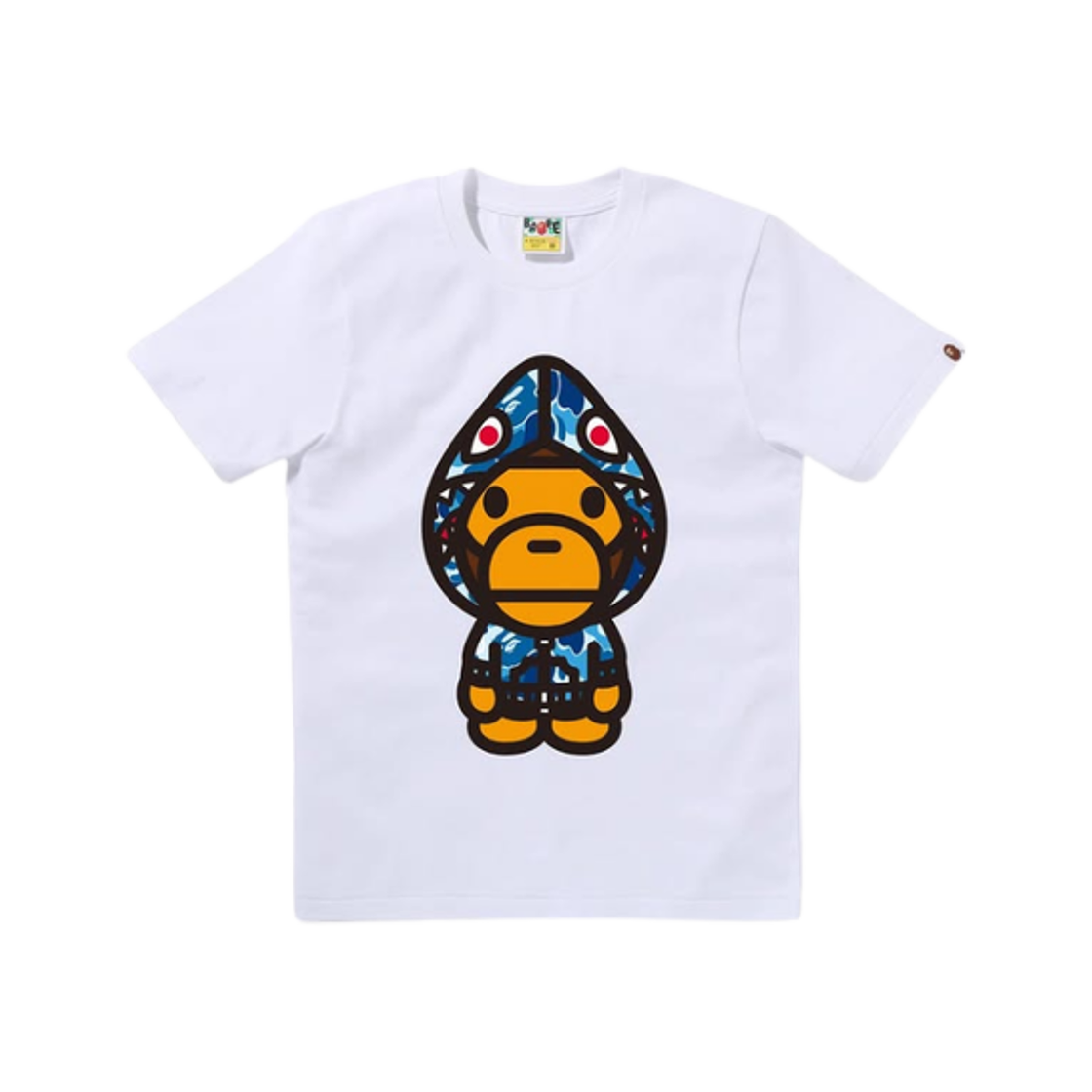 베이프 ABC 카모 샤크 후드 마일로 티셔츠 화이트 블루 | BAPE | KREAM