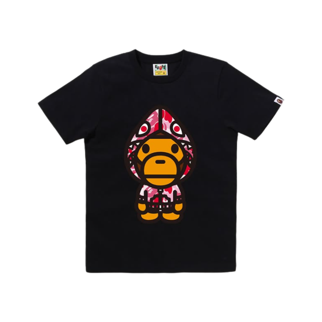 베이프 ABC 카모 샤크 후드 마일로 티셔츠 블랙 핑크 | BAPE | KREAM
