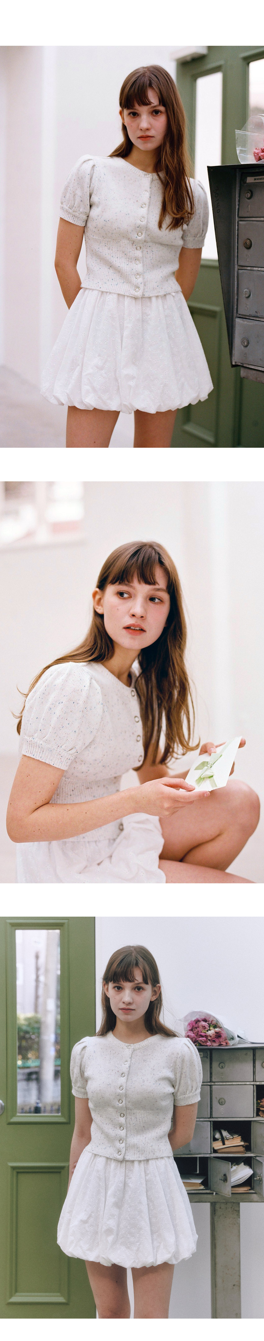 레터프롬문 코니 더스트 하프 가디건 화이트 | LETTER FROM MOON | KREAM