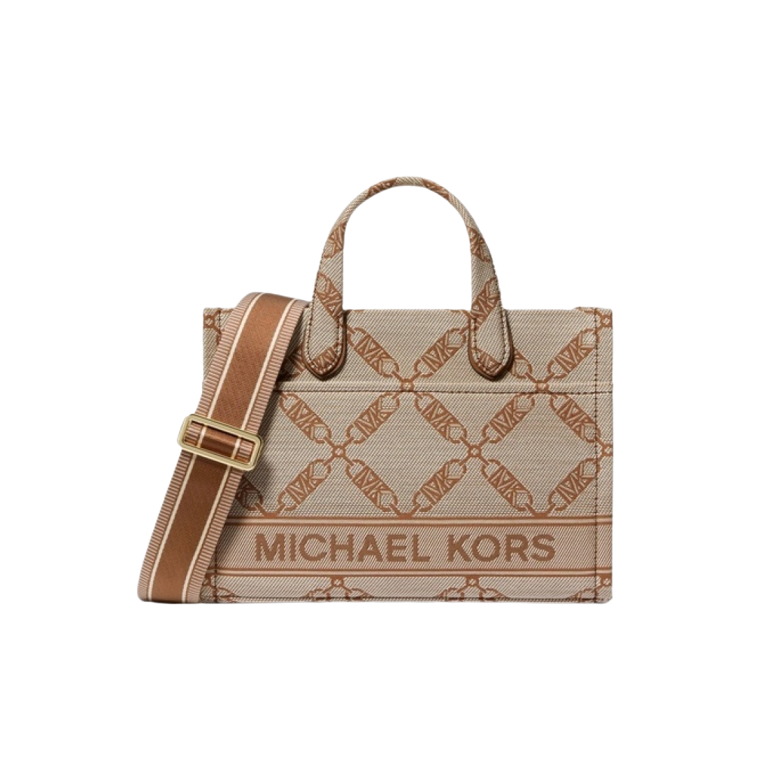 마이클 코어스 지지 스몰 엠파이어 로고 자카드 메신저백 베이지 카우하이드 브라운 | Michael Kors | KREAM