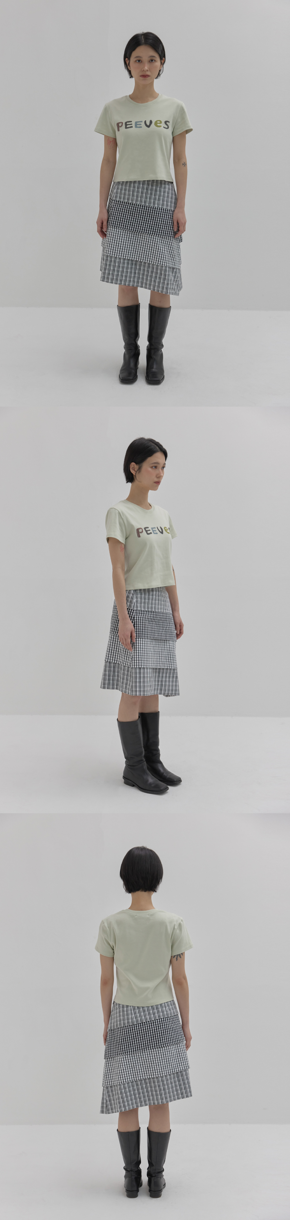 피브스피브스 스캔드 니들워크 크롭드 티셔츠 라임 | PEEVES PEEVES | KREAM