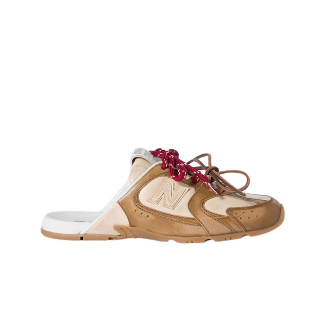 (W) 뉴발란스 x 미우 미우 530 SL 데코 카프 레더 뮬 시나몬 트래버틴 그레이 | New Balance | KREAM