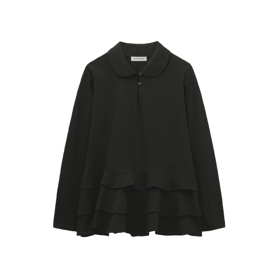 피브스피브스 러플드 롱슬리브 탑 블랙 | PEEVES PEEVES | KREAM