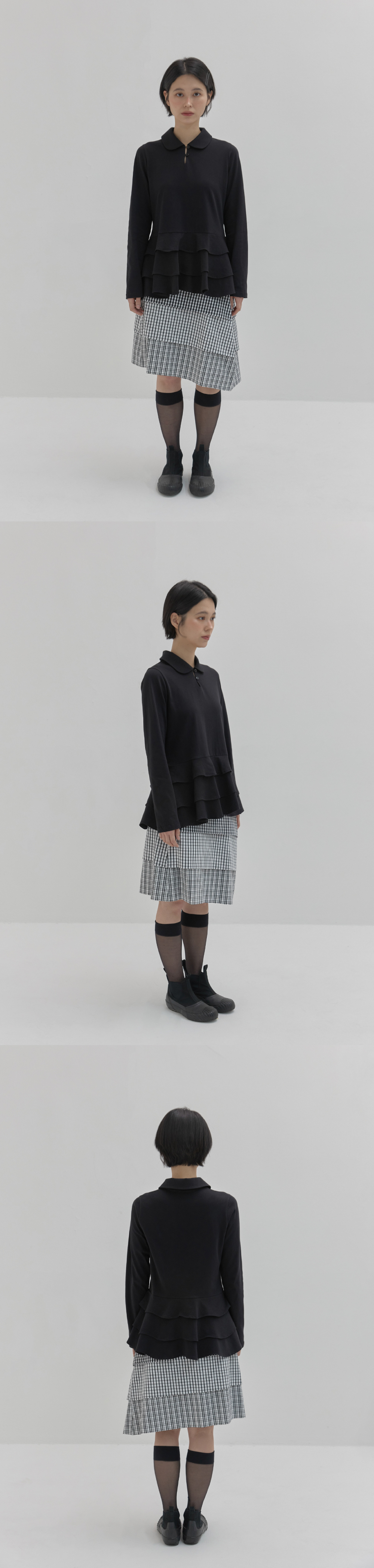 피브스피브스 러플드 롱슬리브 탑 블랙 | PEEVES PEEVES | KREAM