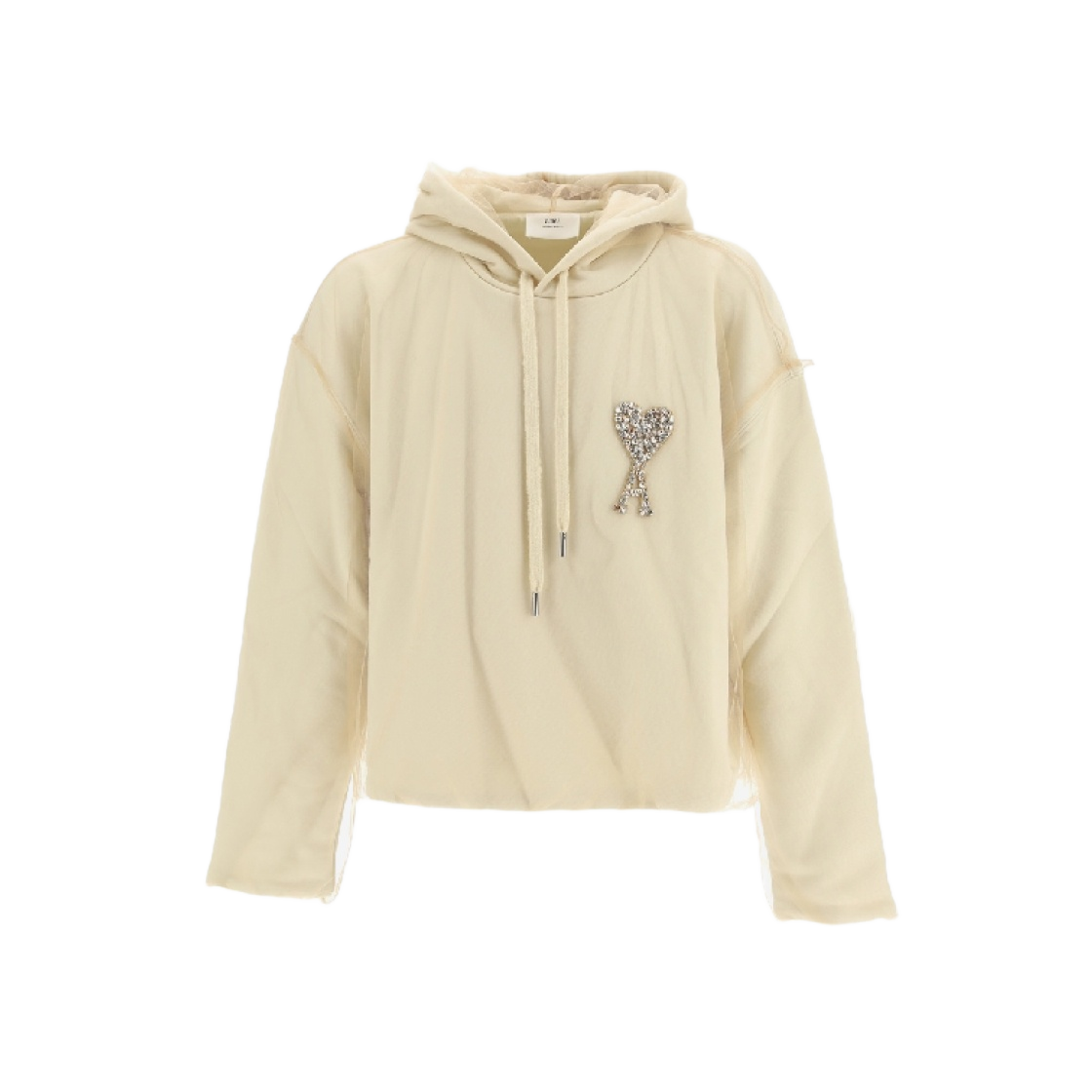 아미 빅 하트 로고 자수 후드 샴페인 아이보리 | AMI | KREAM