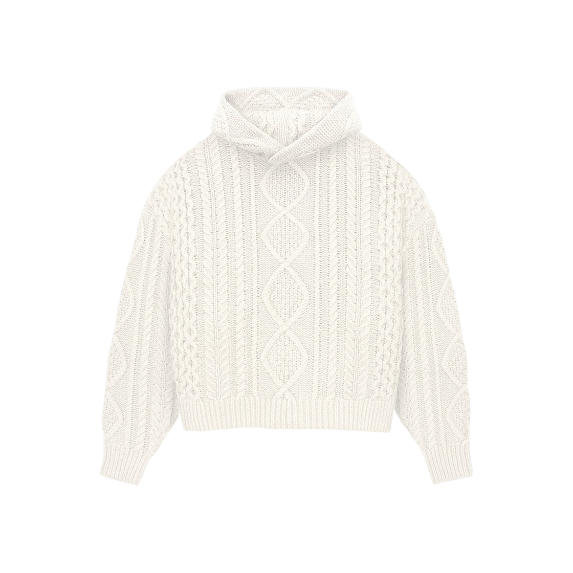 에센셜 케이블 니트 후드 클라우드 댄서 - 23FW | Essentials | KREAM