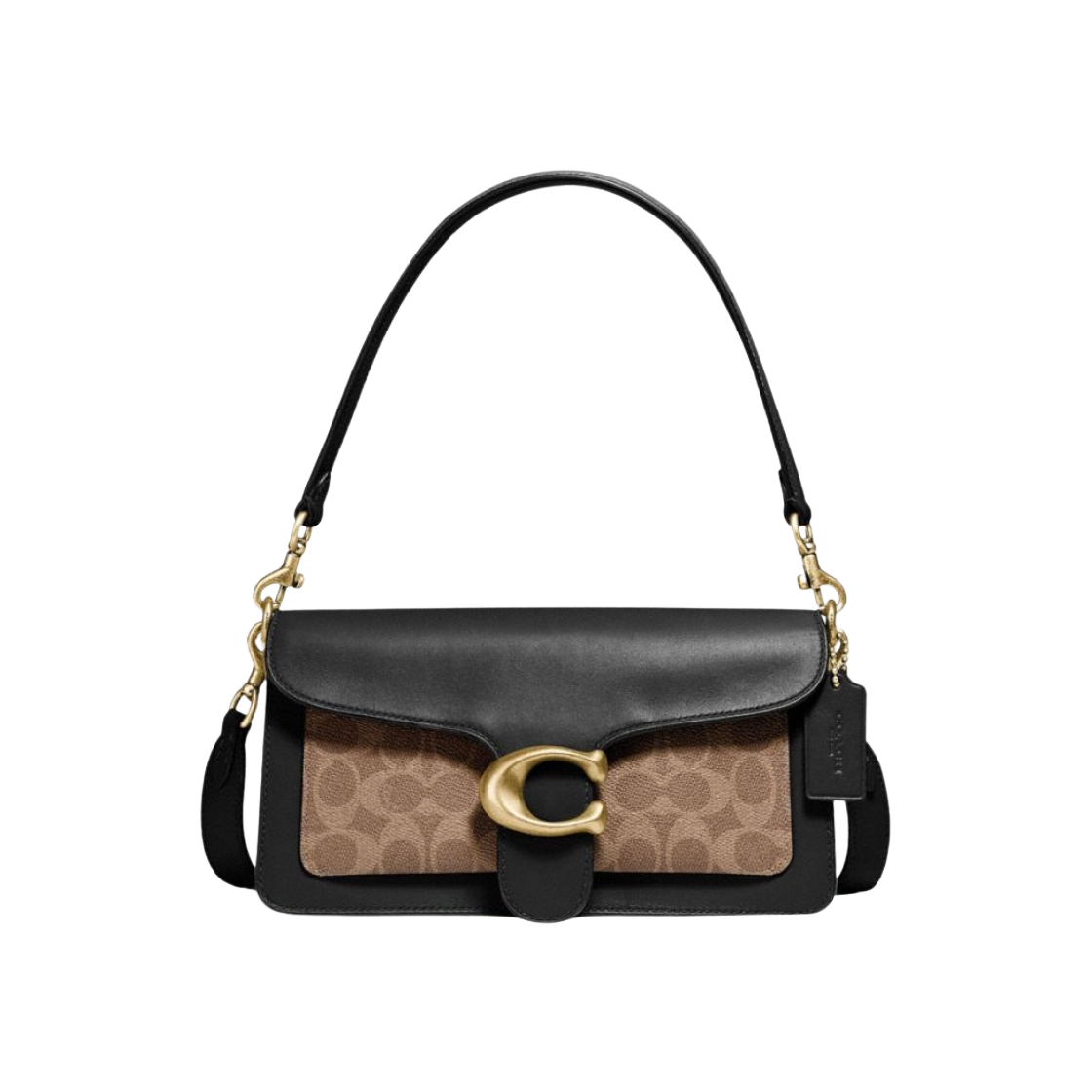 코치 타비 숄더백 시그니쳐 캔버스 탄 블랙 | Coach | KREAM