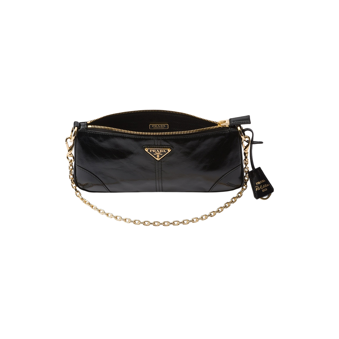 프라다 리에디션 2002 미디움 레더 숄더백 블랙 | Prada | KREAM