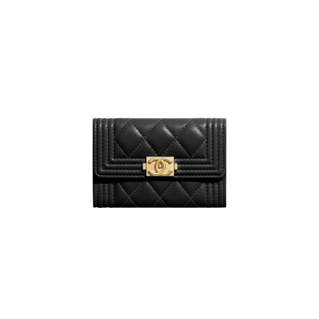 샤넬 보이 샤넬 플랩 카드 홀더 램스킨 & 골드 메탈 블랙 | Chanel | KREAM