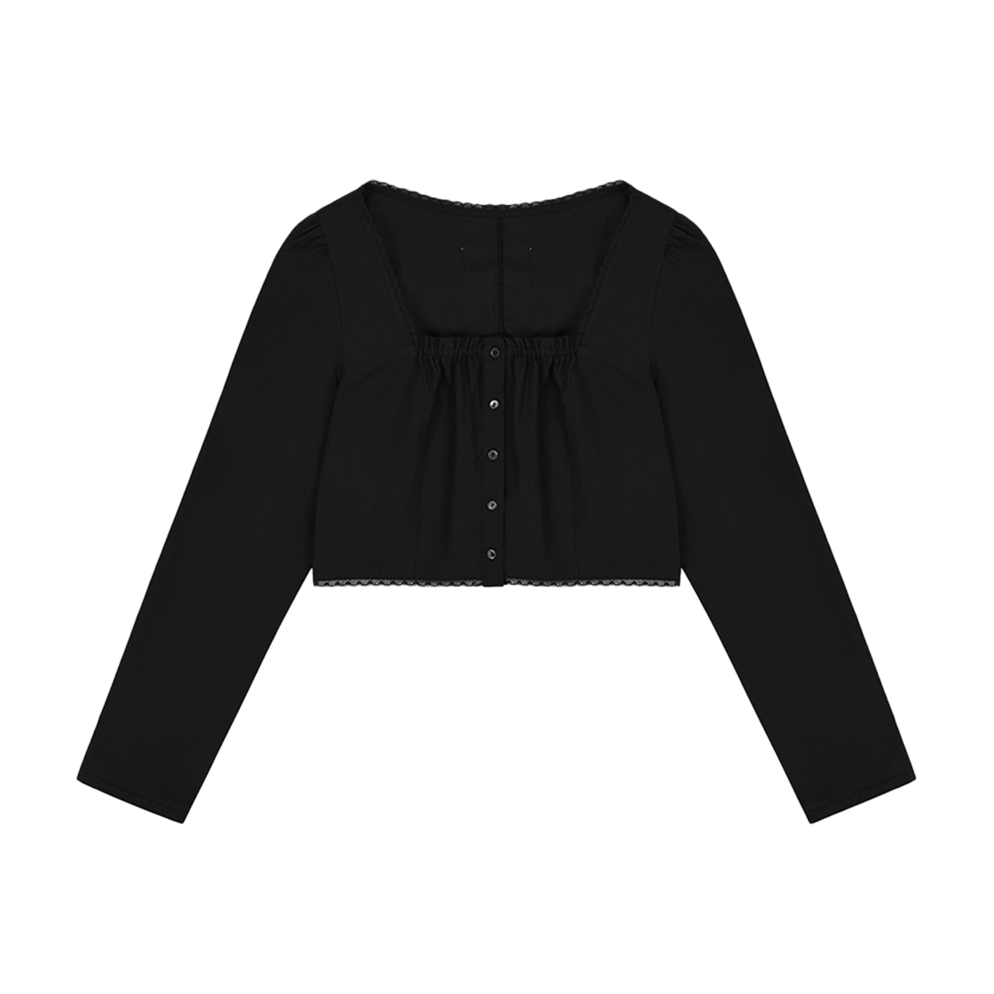 플레따 스퀘어 레이스 크롭 블라우스 블랙 | FLETTA | KREAM