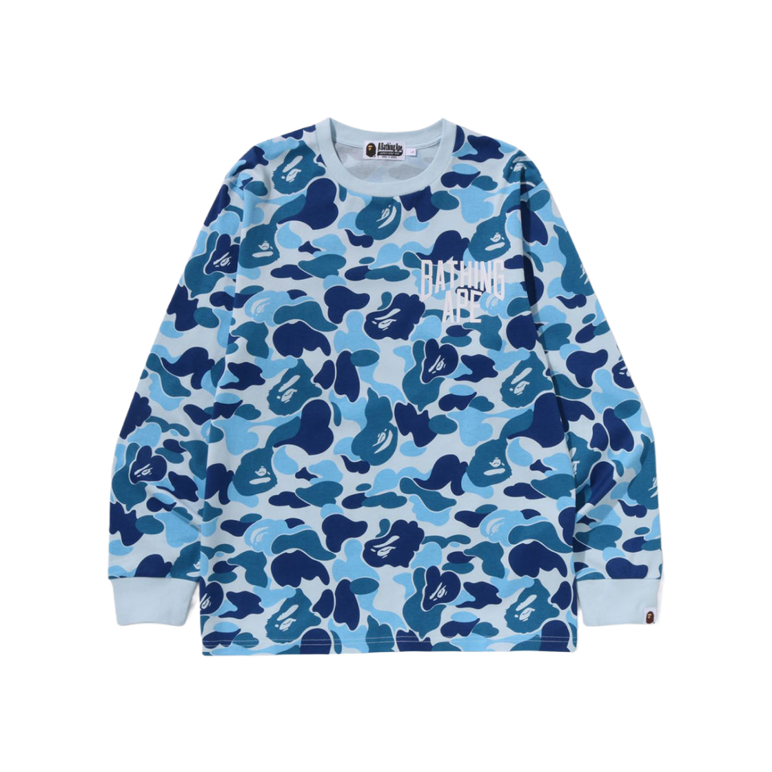 베이프 ABC 카모 NYC 원 포인트 롱슬리브 티셔츠 블루 | BAPE | KREAM