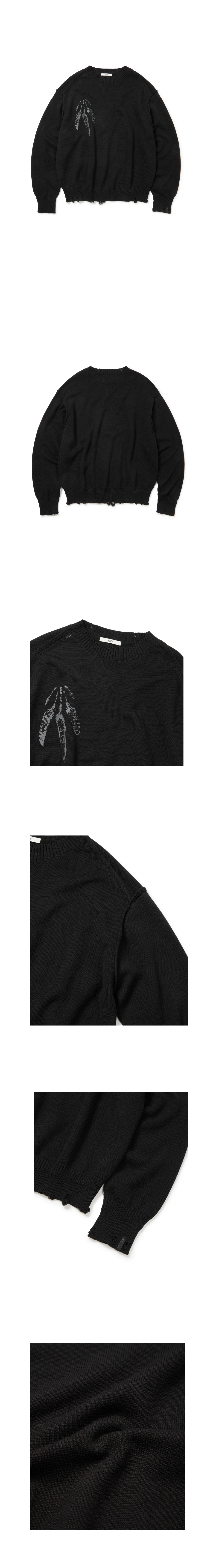 이티씨이 페더 데미지 니트 블랙 | ETCE | KREAM