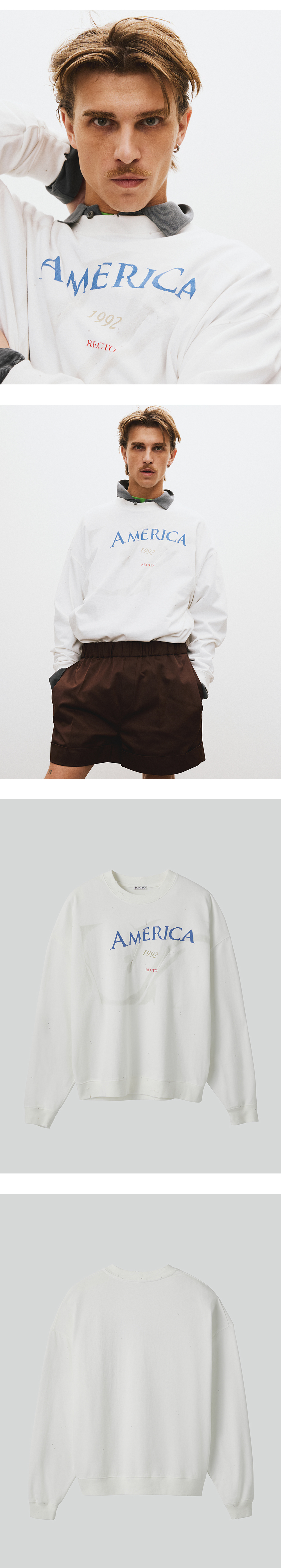 렉토 아메리카 1992 더티 빈티지 다잉 롱슬리브 화이트 그레이 | Recto | KREAM