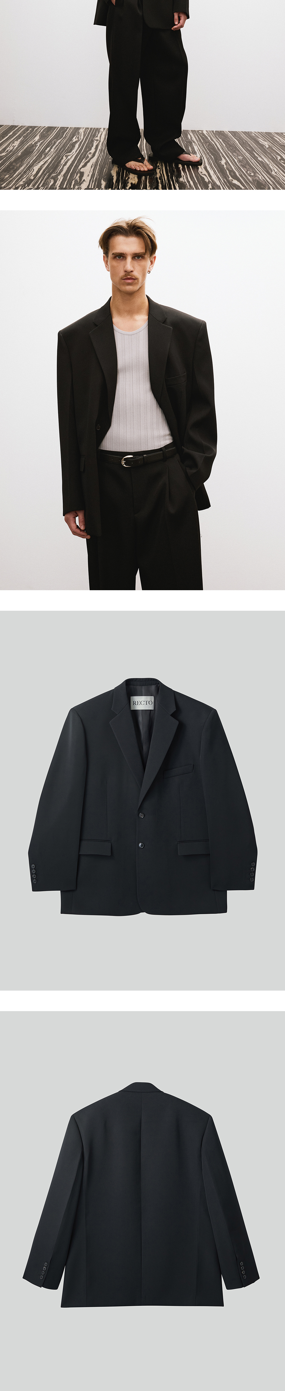 렉토 오버사이즈 싱글 브레스티드 울 자켓 블랙 | Recto | KREAM