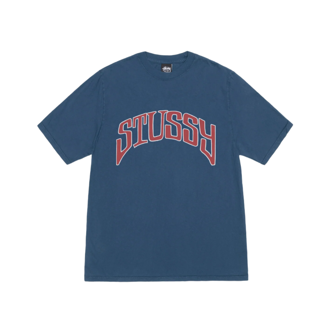 스투시 피그먼트 다이드 아치드 티셔츠 네이비 | KREAM