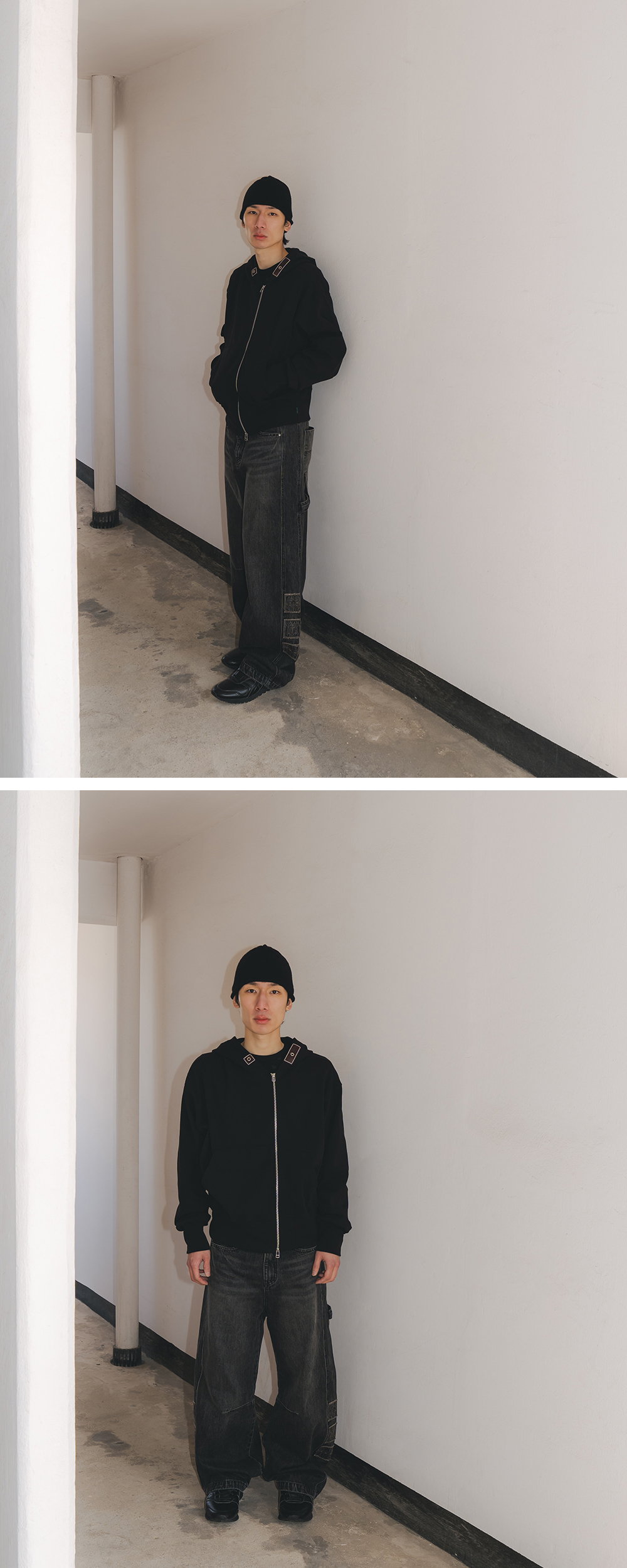 카락터 빈티지 엠블럼 데님 팬츠 블랙 | Karactor | KREAM