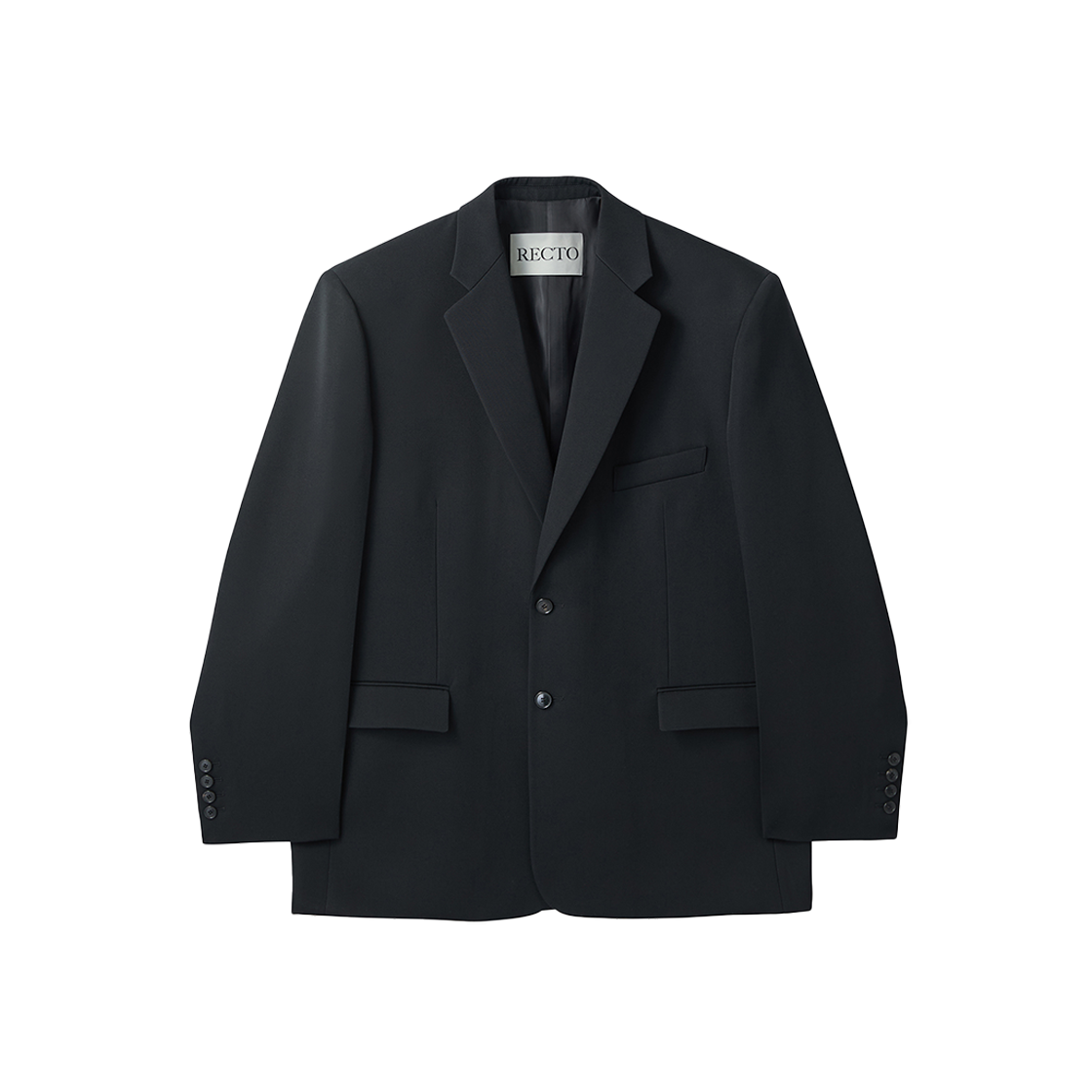 렉토 오버사이즈 싱글 브레스티드 울 자켓 블랙 | Recto | KREAM