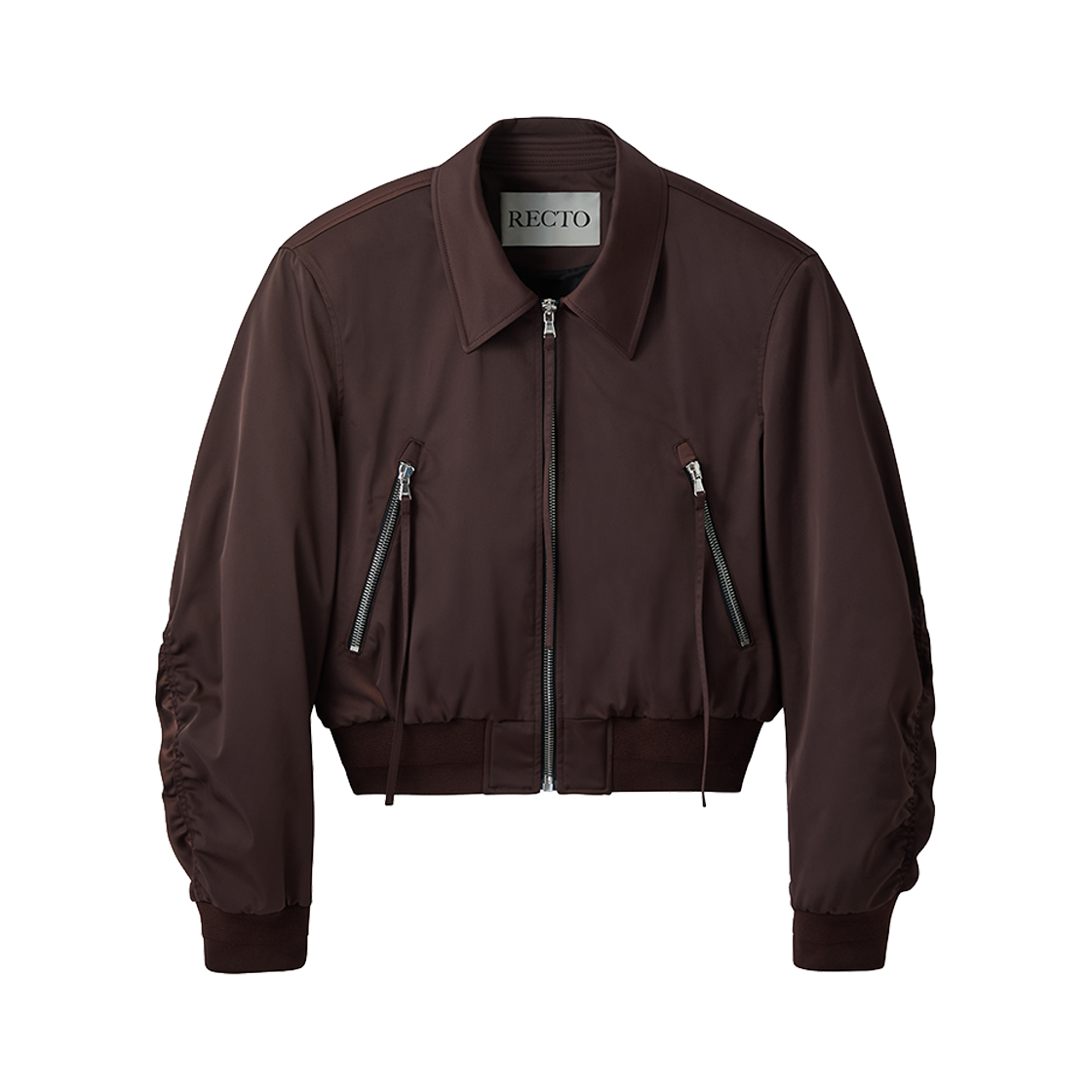 렉토 지퍼 디테일 스트럭처 팀 봄버 레드 브라운 | Recto | KREAM