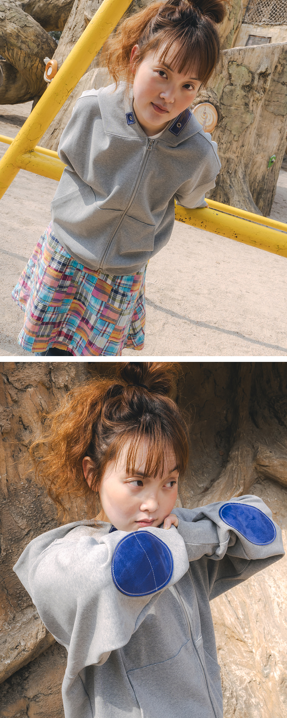 카락터 라이터 후디드 집업 멜란지 그레이 | Karactor | KREAM