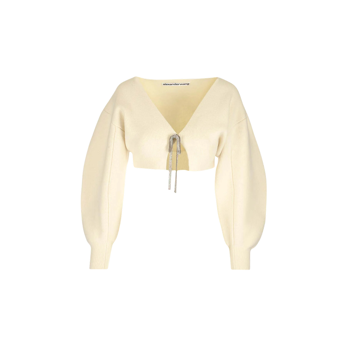 (W) 알렉산더 왕 크리스탈 타이 브이넥 크롭 가디건 아이보리 | Alexander Wang | KREAM