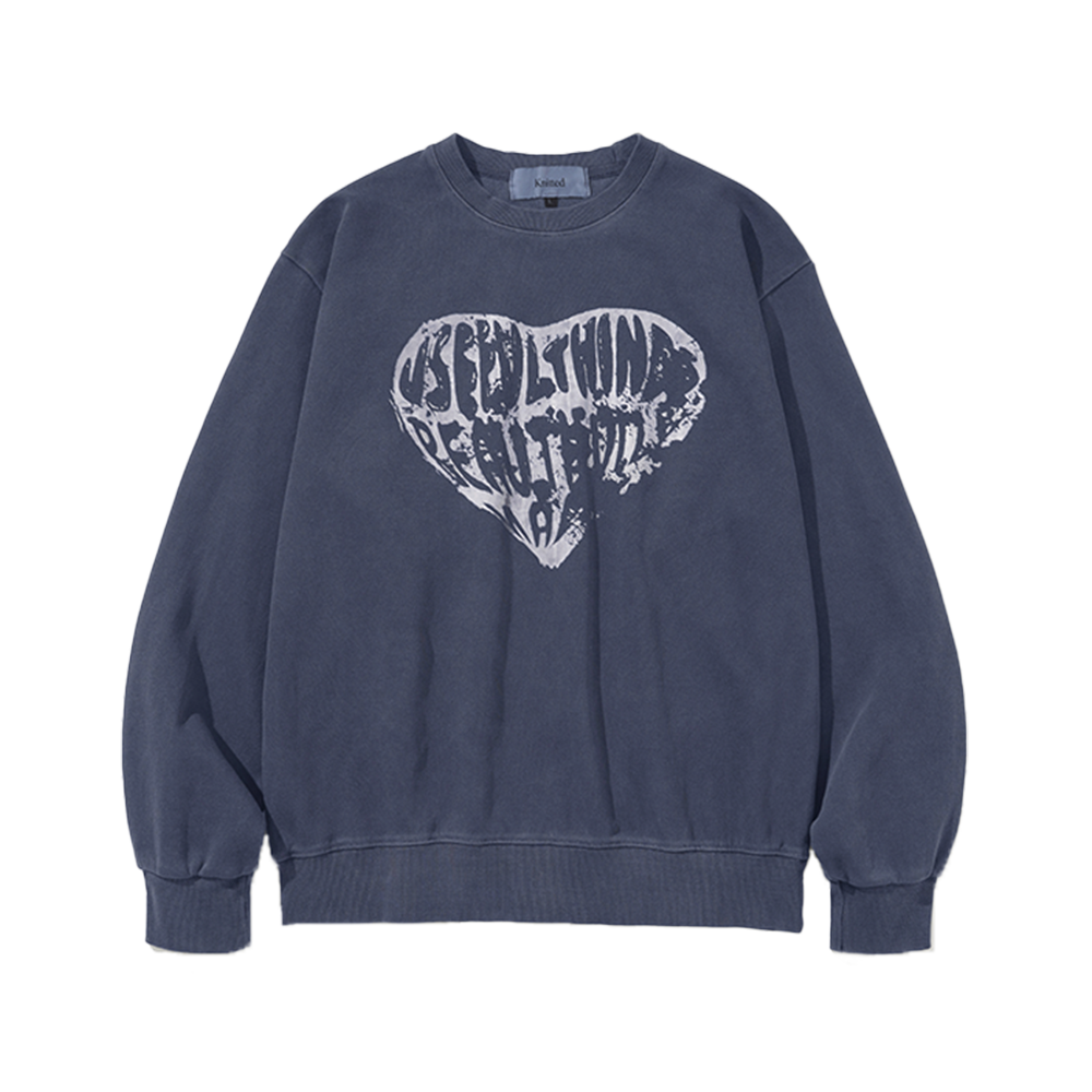 니티드 피그먼트 하트 맨투맨 블루 | Knitted | KREAM