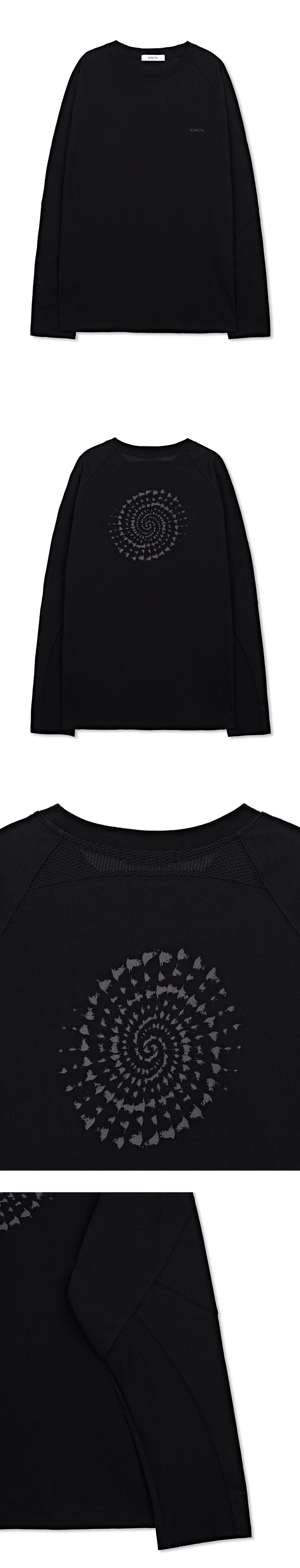 이그노타 코어:11 스파이럴 롱 슬리브 티셔츠 블랙 | Ignota | KREAM