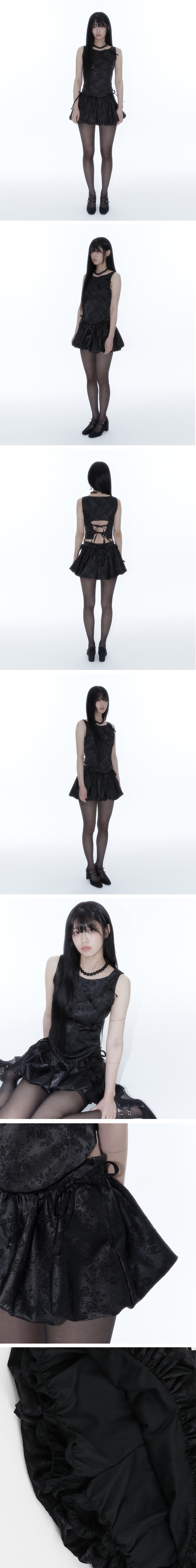 카시코 페어리 리본 버블 스커트 블랙 | Kashiko | KREAM