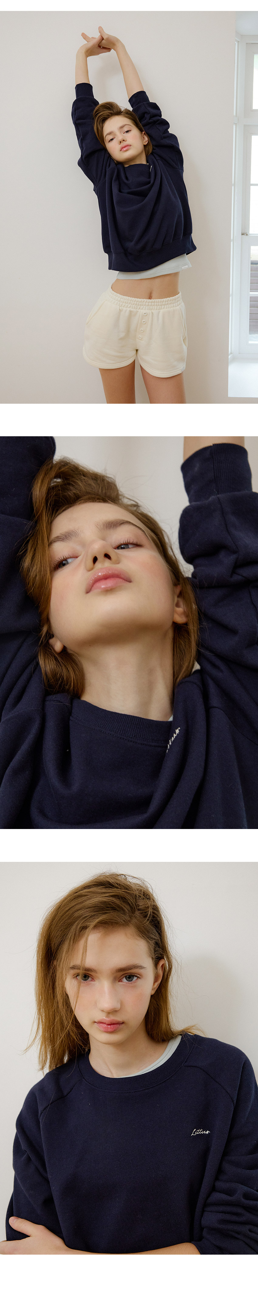 레터프롬문 레터즈 올웨이즈 스웻셔츠 네이비 | LETTER FROM MOON | KREAM