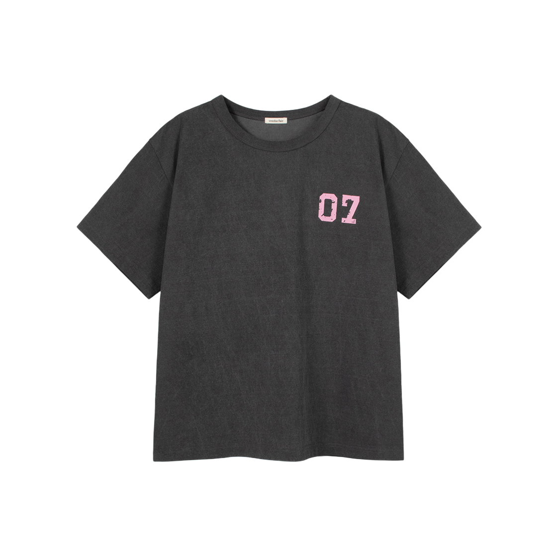오버듀플레어 빈티지 레터 피그먼트 티셔츠 차콜 | OVERDUE FLAIR | KREAM