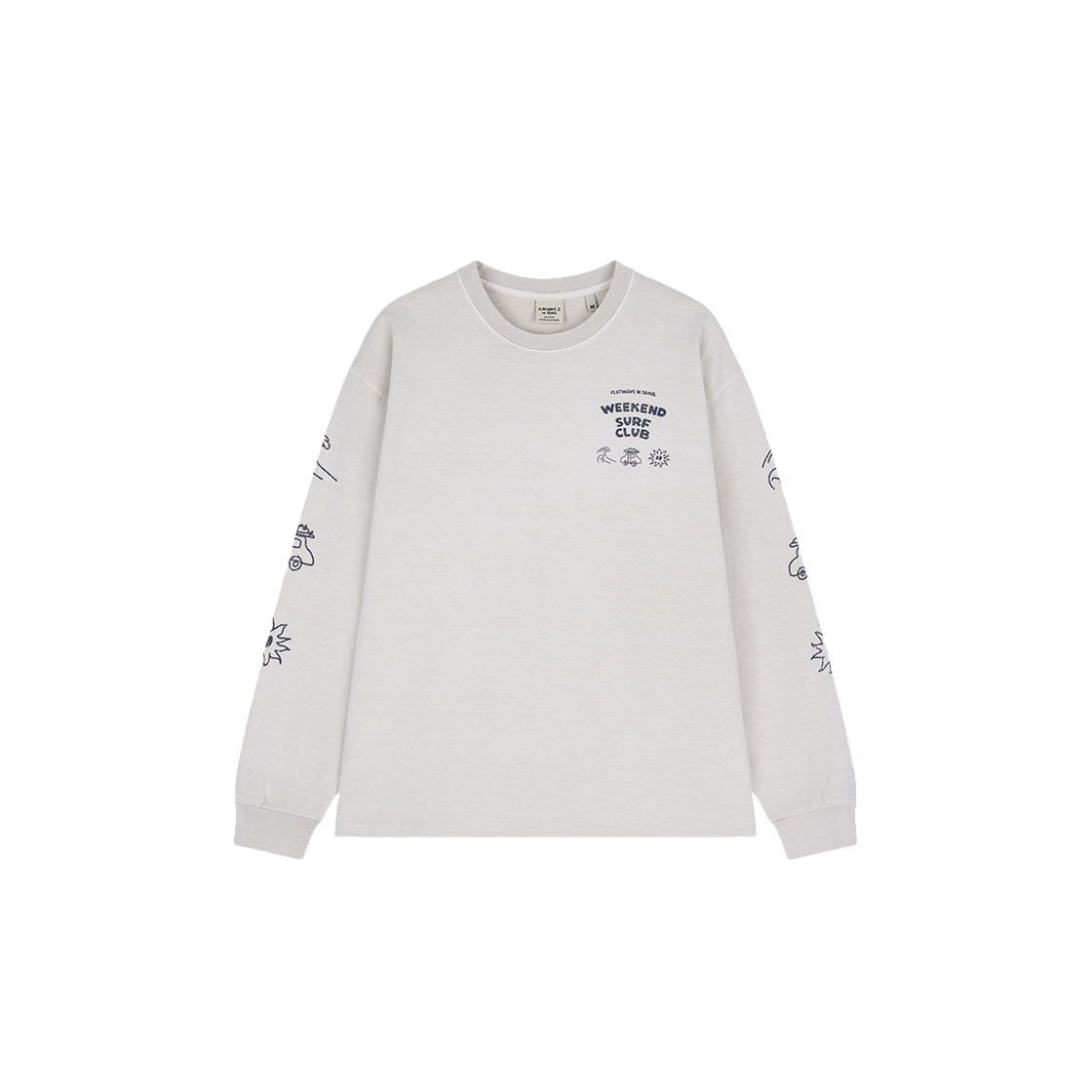 플랫웨이브 인 서울 오세아 피그먼트 롱슬리브 티셔츠 베이지 | Flatwave | KREAM