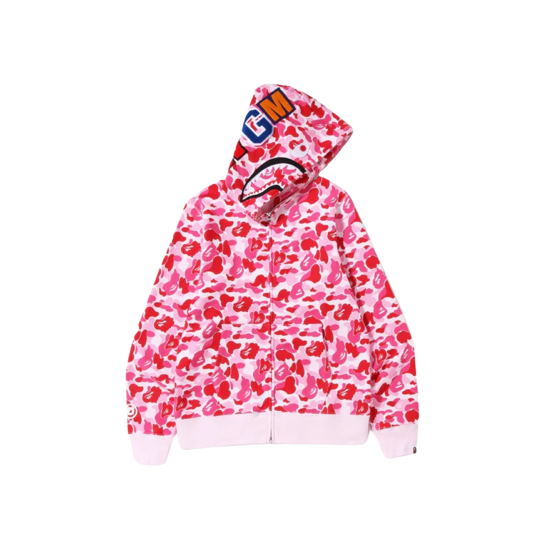 베이프 Abc 카모 샤크 풀 집 후드 핑크 Bape Kream