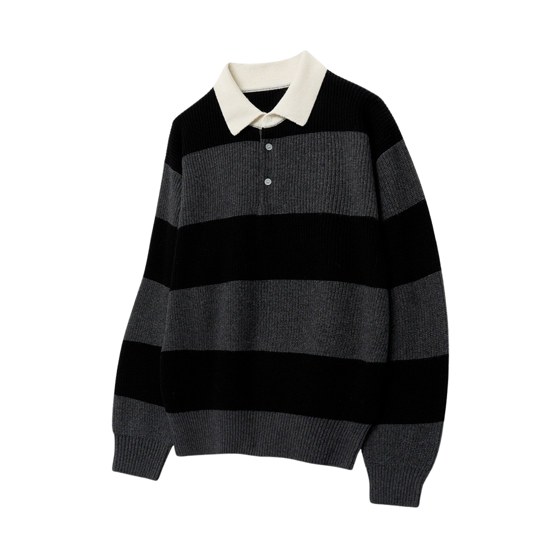 티엔지티 오버핏 울 캐시미어 럭비 폴로 니트 블랙 | TNGT | KREAM