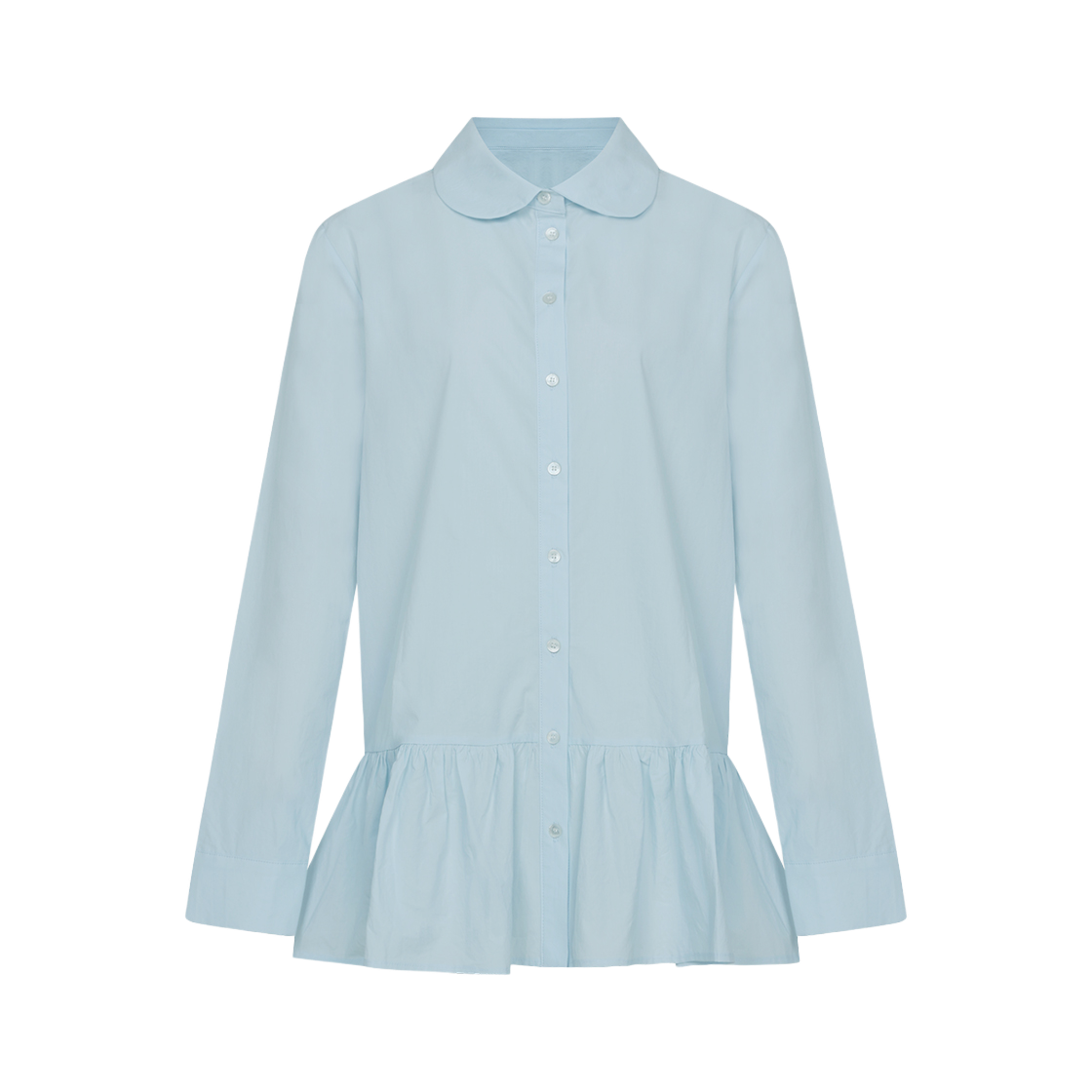 레터프롬문 라운드 카라 플레어 셔츠 원피스 스카이블루 | LETTER FROM MOON | KREAM