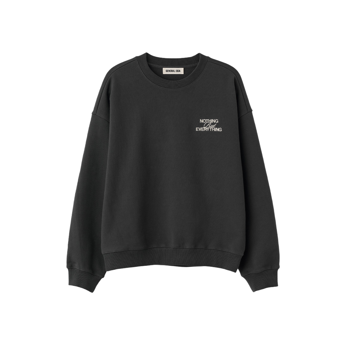 제너럴아이디어 유니섹스 베이직 오버핏 맨투맨 차콜 | GENERAL IDEA | KREAM