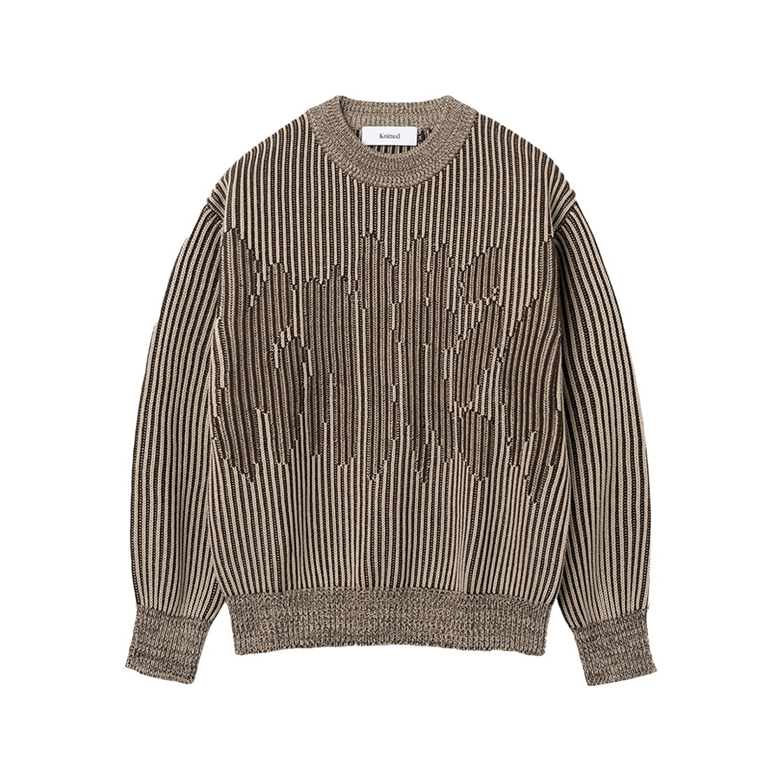니티드 투톤 골지 로고 니트 브라운 | Knitted | KREAM