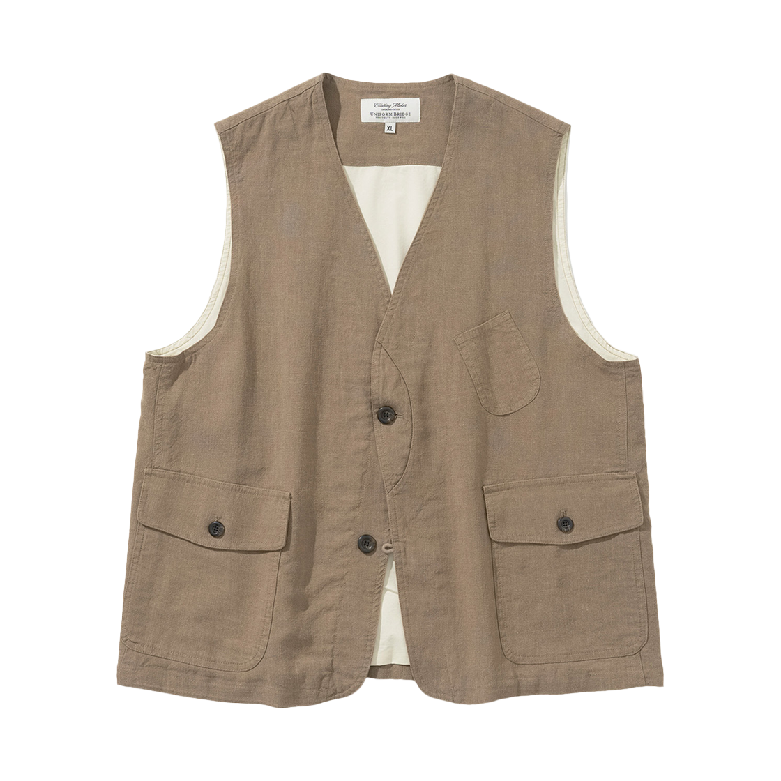유니폼 브릿지 린넨 헌팅 베스트 카키쉬 베이지 | Uniform Bridge | KREAM