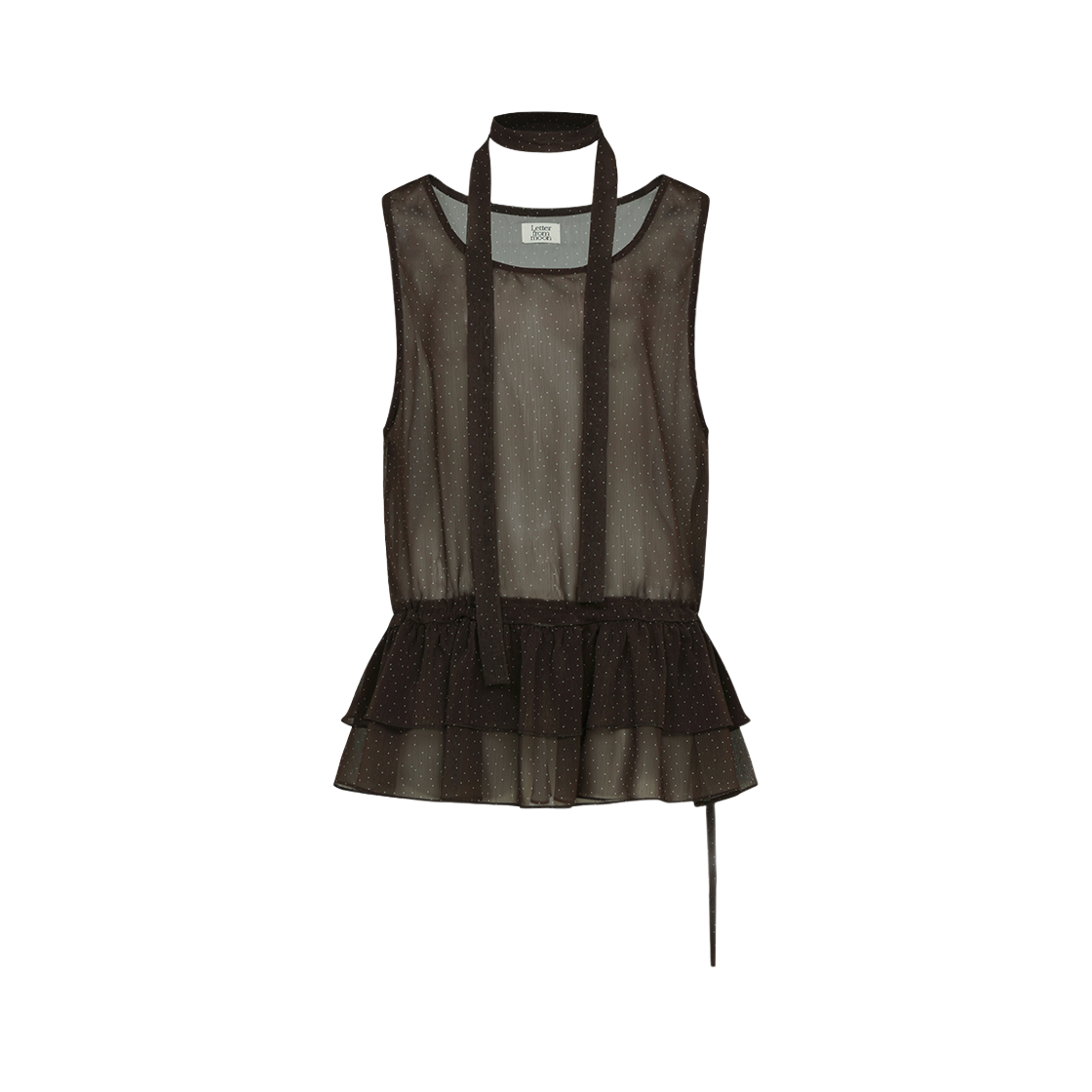 레터프롬문 [스카프 SET] 도트 프릴 레이어드 원피스 브라운 | LETTER FROM MOON | KREAM