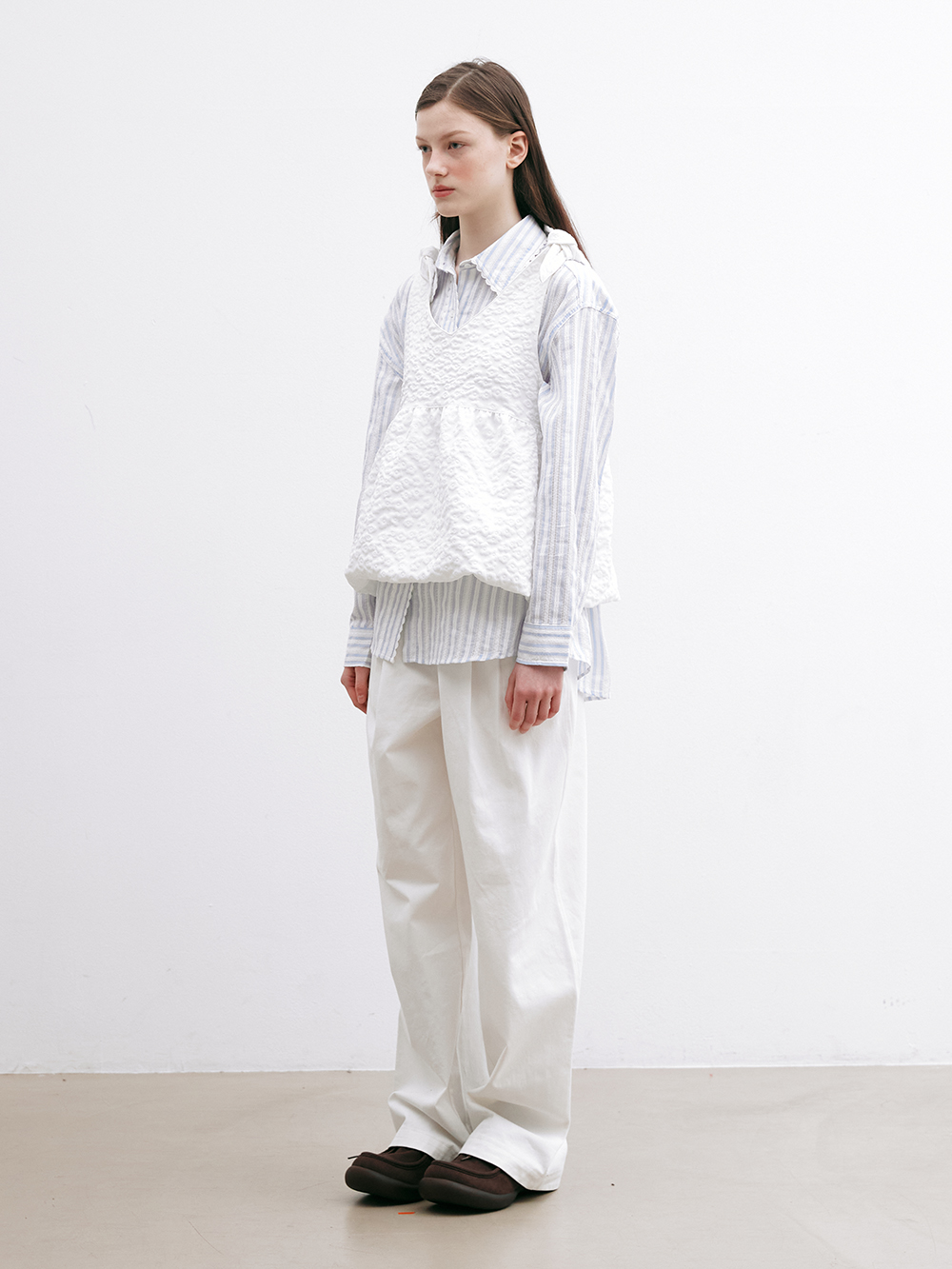 영오 플라워 쟈카드 레이어드 탑 화이트 | YOUNGOH | KREAM