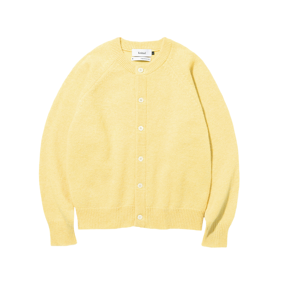 니티드 쉐기독 울 100% 라운드 가디건 옐로우 | Knitted | KREAM